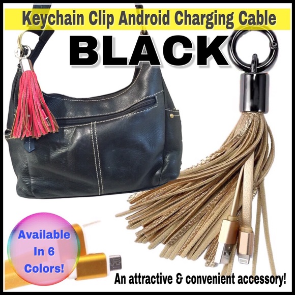 Accessories | Clearance Black Keychain Tassel Charging Cable | Poshmark